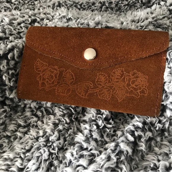 Bags | Vintage Suede Leather Checkbook Wallet | Poshmark